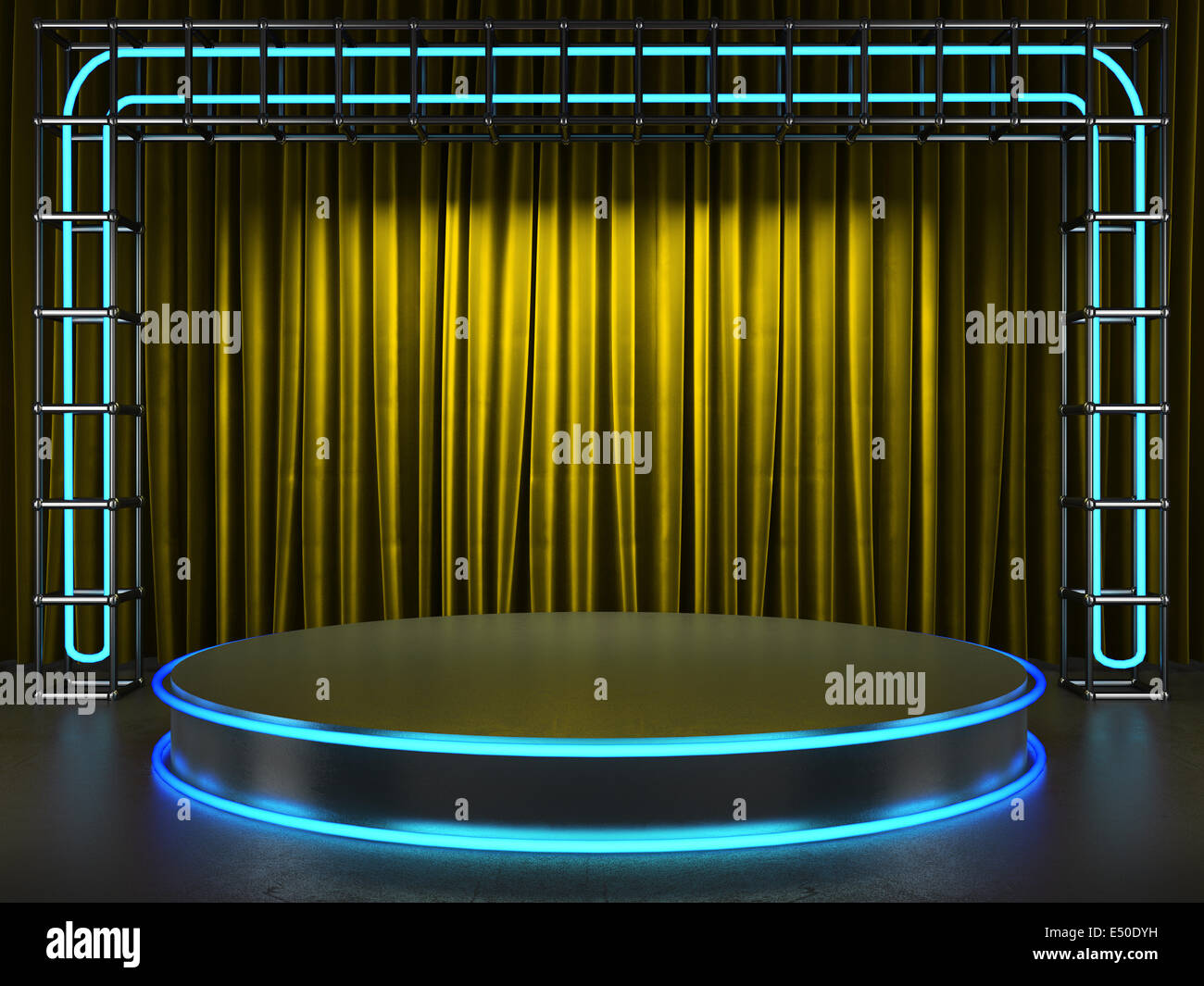 fabrick curtain on stage with neon Stock Photo - Alamy