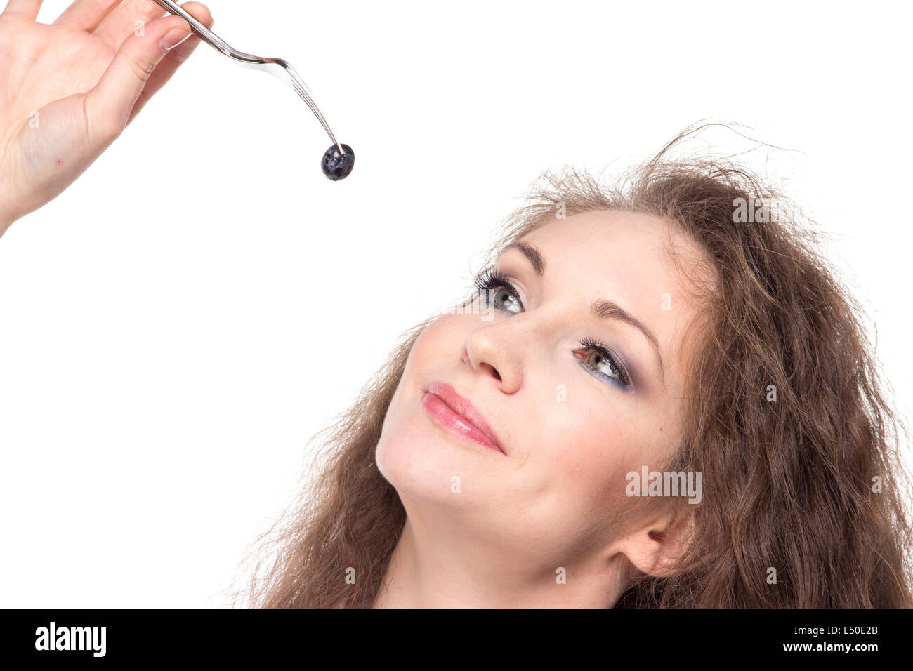 Woman enjoy cake Stock Photo - Alamy