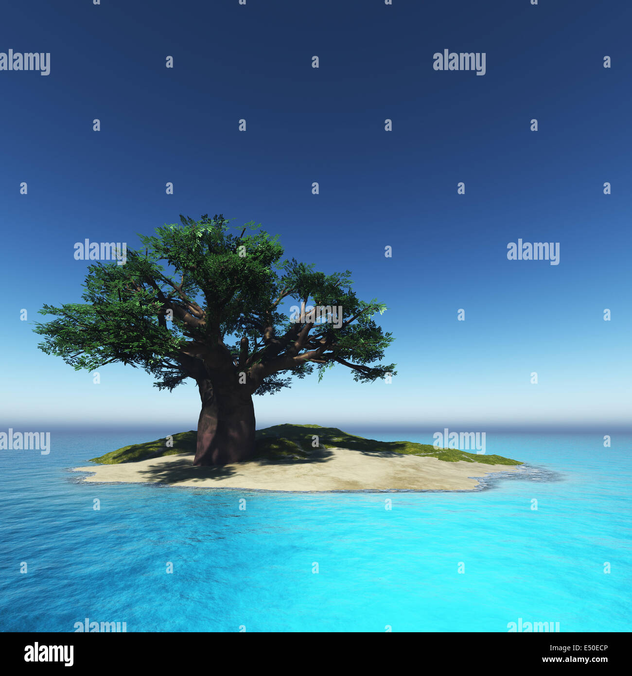 tree on island and the ocean Stock Photo - Alamy