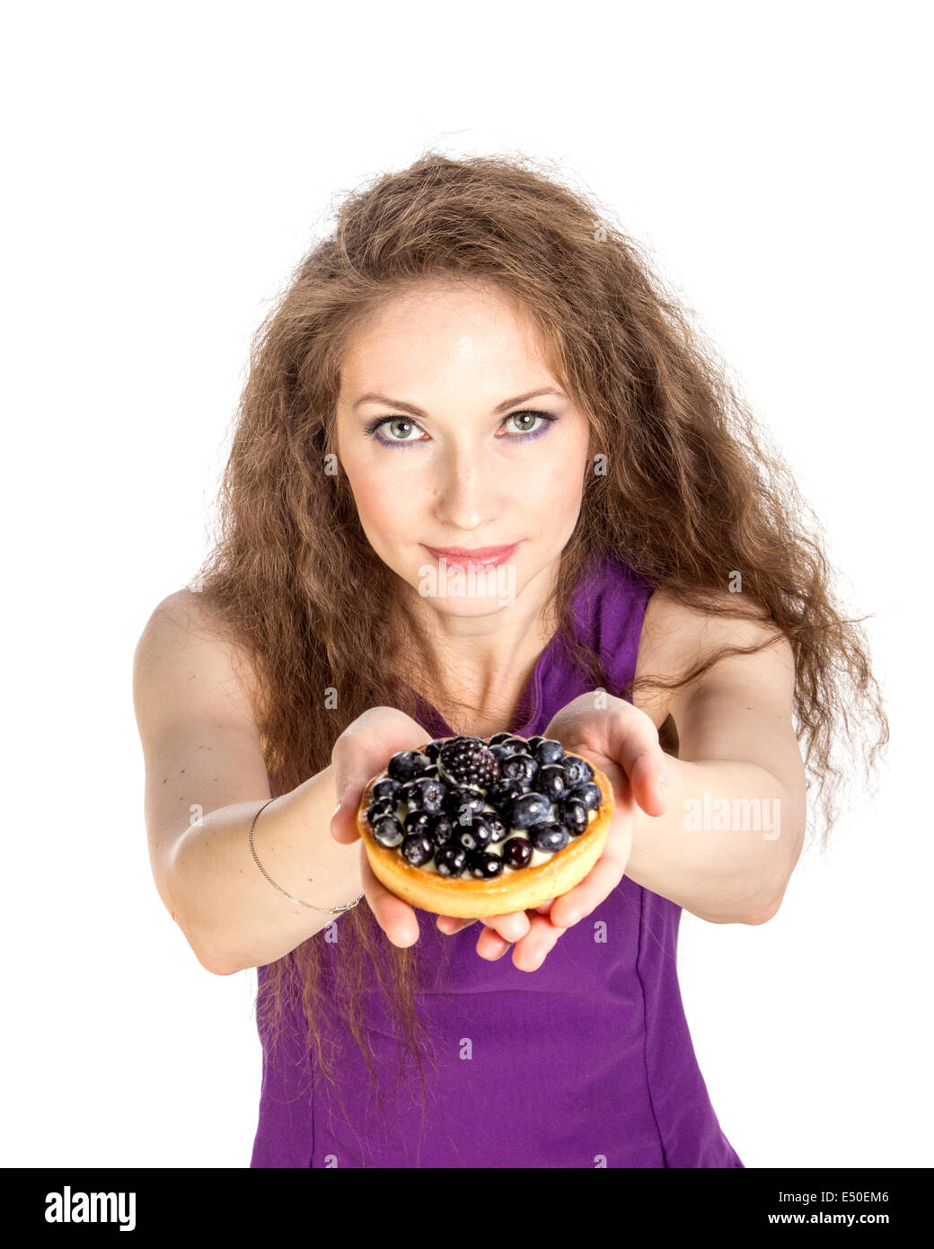 Woman enjoy cake Stock Photo - Alamy