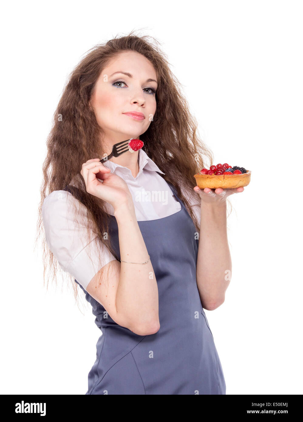 Woman enjoy cake Stock Photo - Alamy