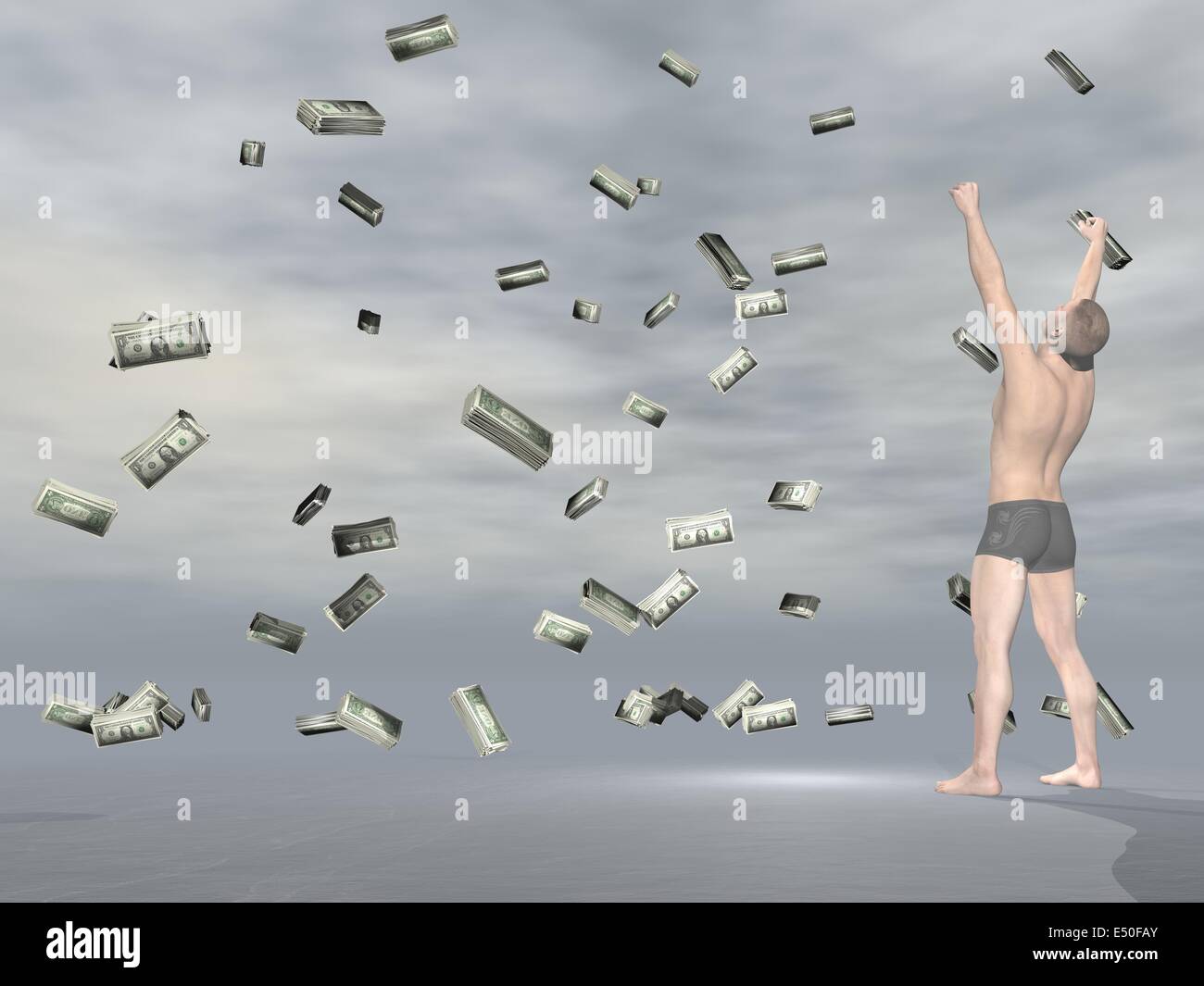 Winning lot of money - 3D render Stock Photo - Alamy