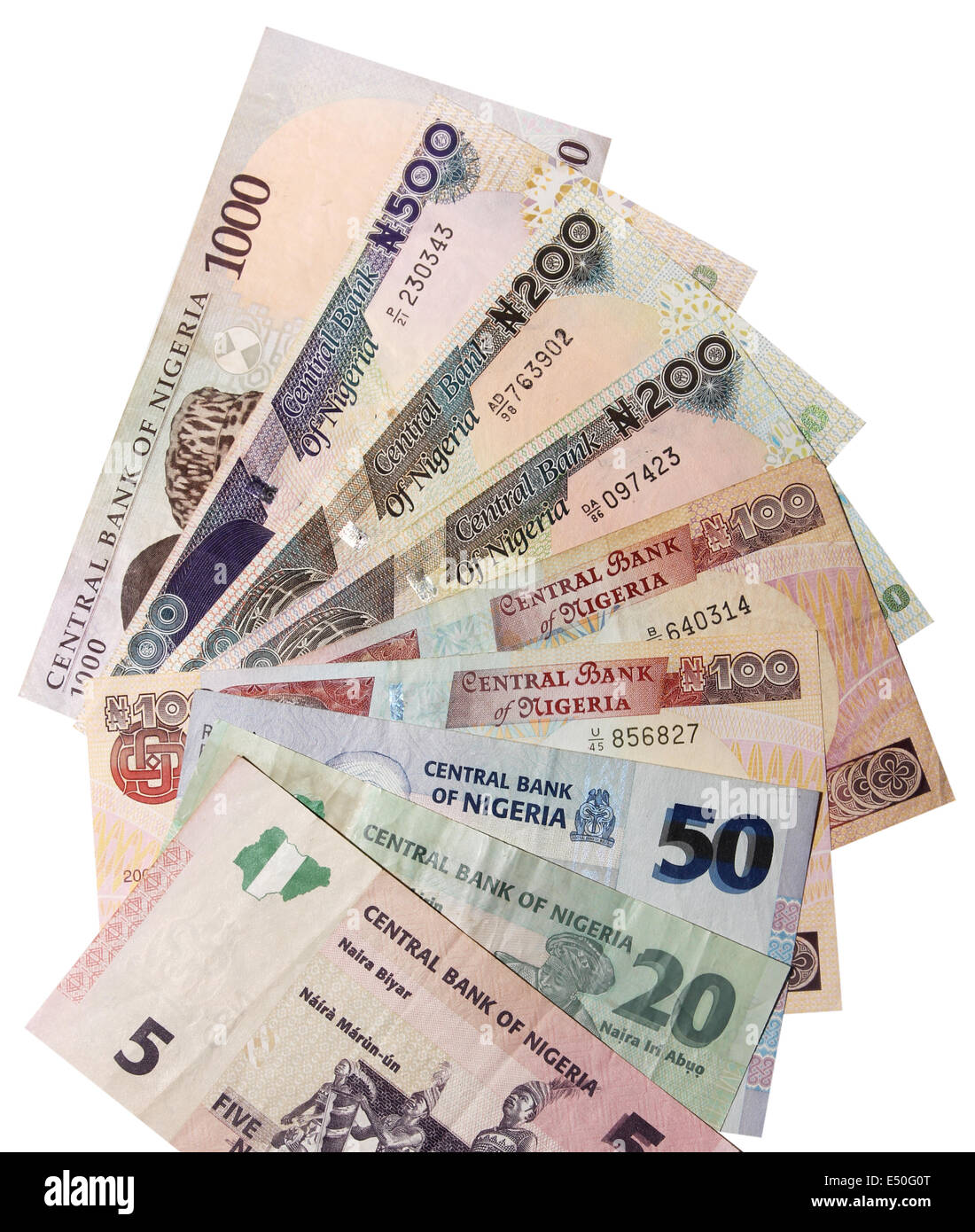 Nairas notes laid out in a fan shape Stock Photo - Alamy