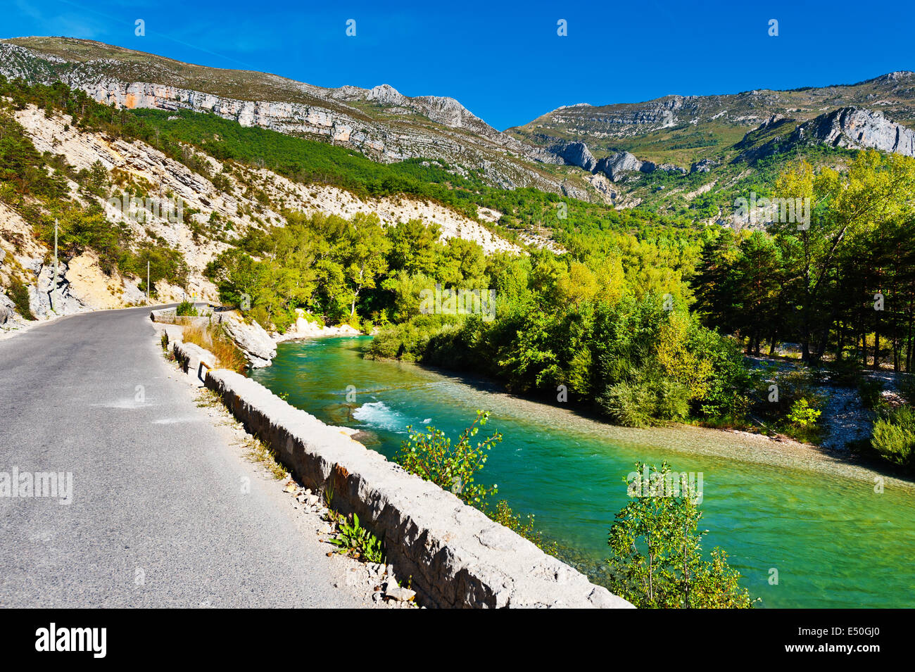 Mountain road along river hi-res stock photography and images - Alamy