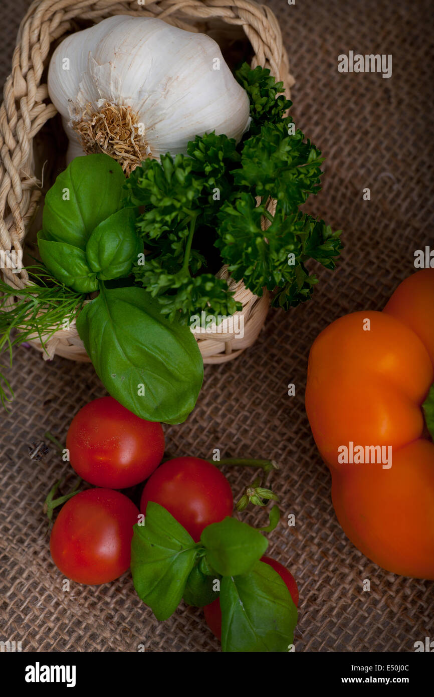 Fresh cooking ingredients and herbs Stock Photo - Alamy
