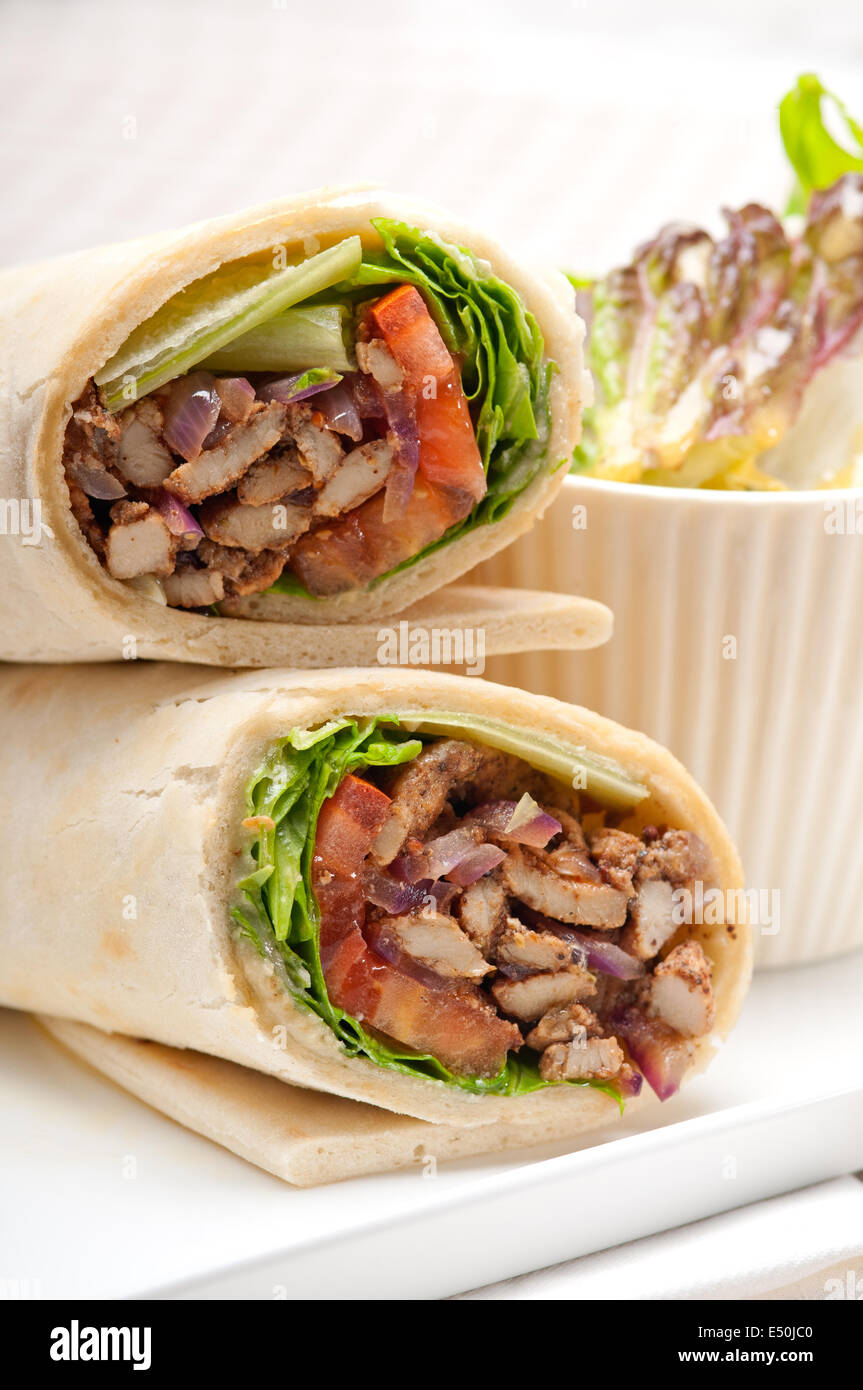 kafta shawarma chicken pita wrap roll sandwich Stock Photo - Alamy