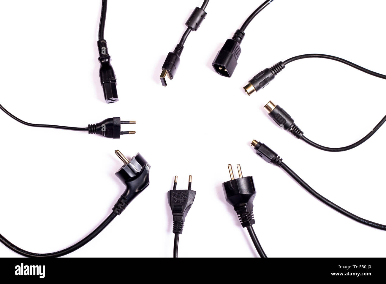 Power cord connectors over white background Stock Photo - Alamy