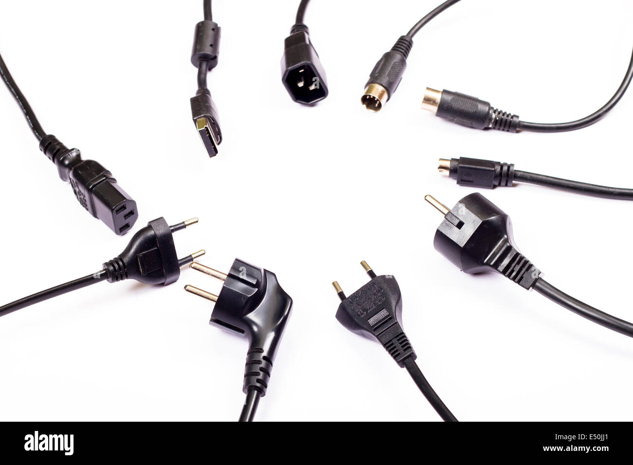 Power cord connectors over white background Stock Photo - Alamy