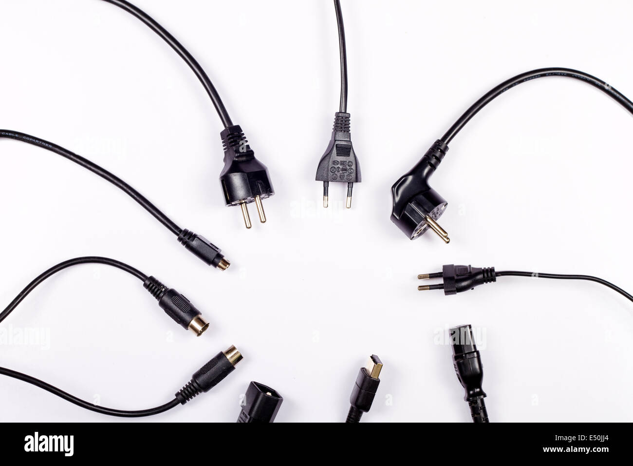 Power cord connectors over white background Stock Photo - Alamy