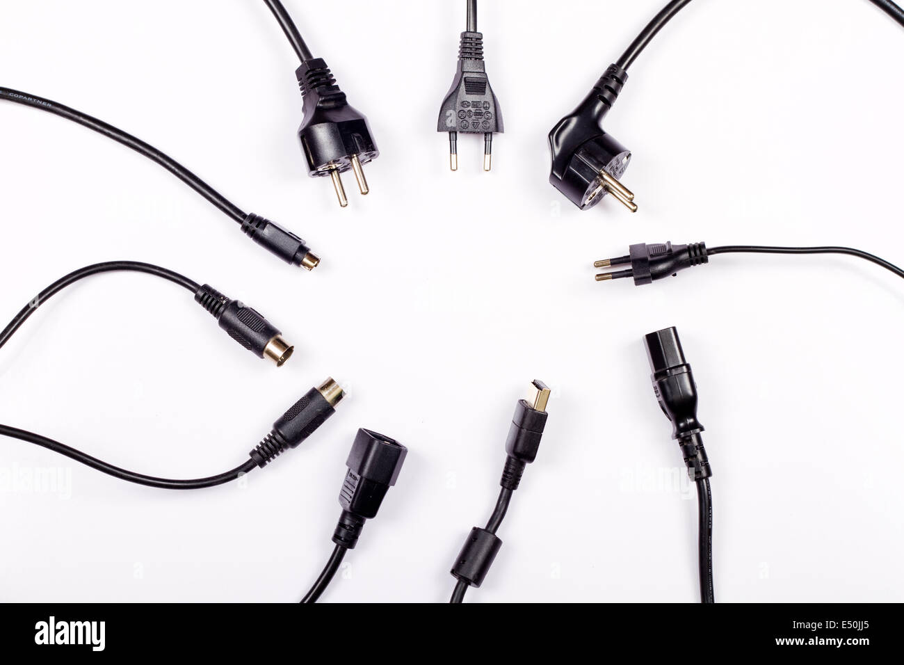 Power cord connectors over white background Stock Photo - Alamy