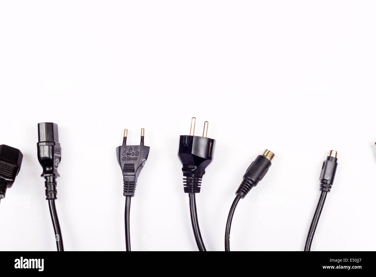 Power cord connectors over white background Stock Photo - Alamy