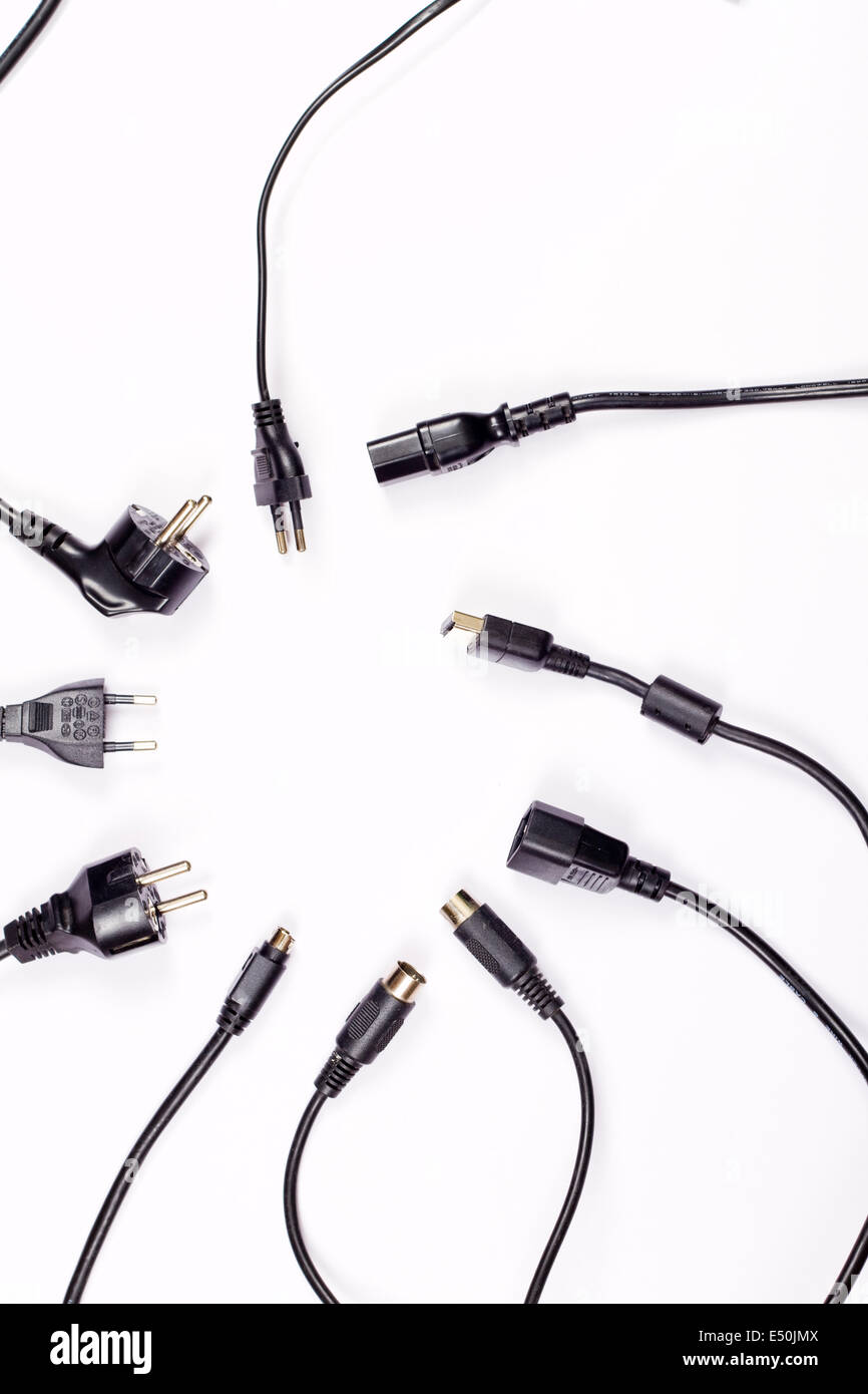 Power cord connectors over white background Stock Photo - Alamy