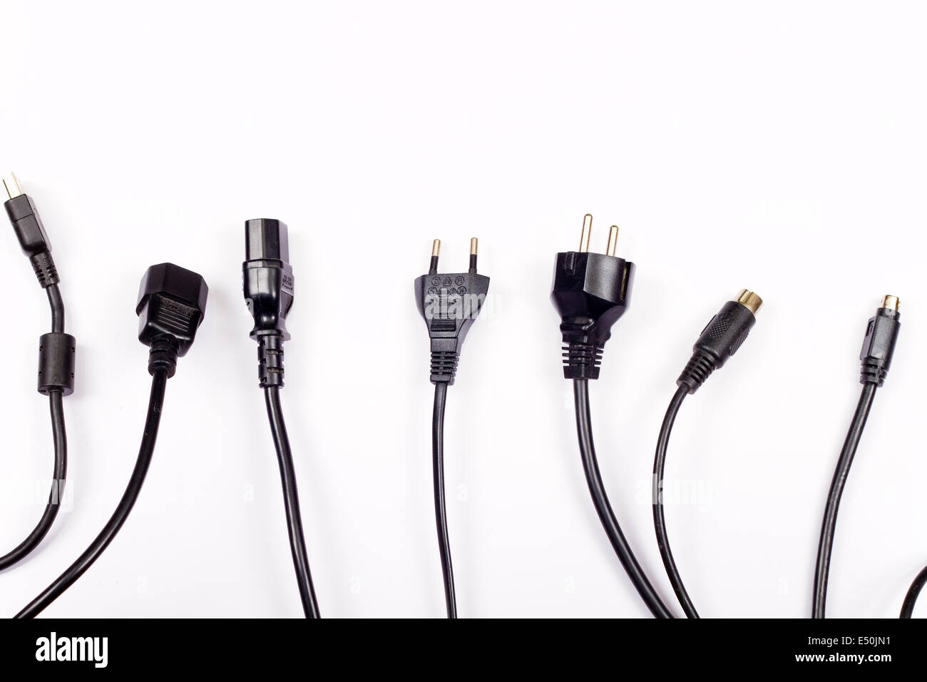 Power cord connectors over white background Stock Photo - Alamy