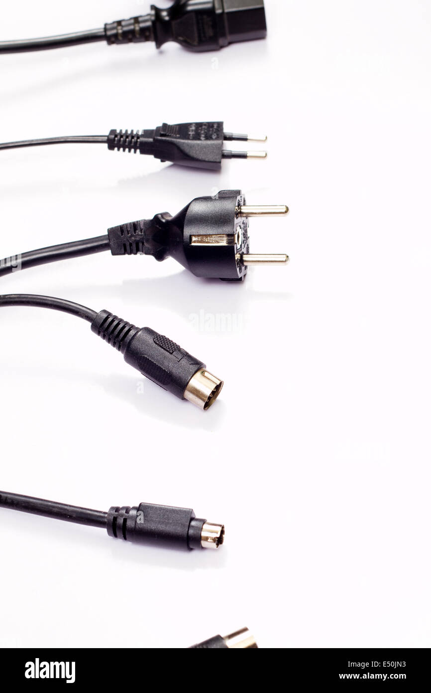 Power cord connectors over white background Stock Photo - Alamy