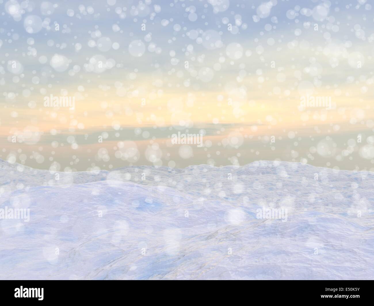 Winter snowing landscape - 3D render Stock Photo - Alamy