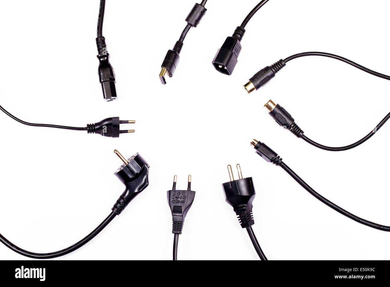 Power cord connectors over white background Stock Photo - Alamy