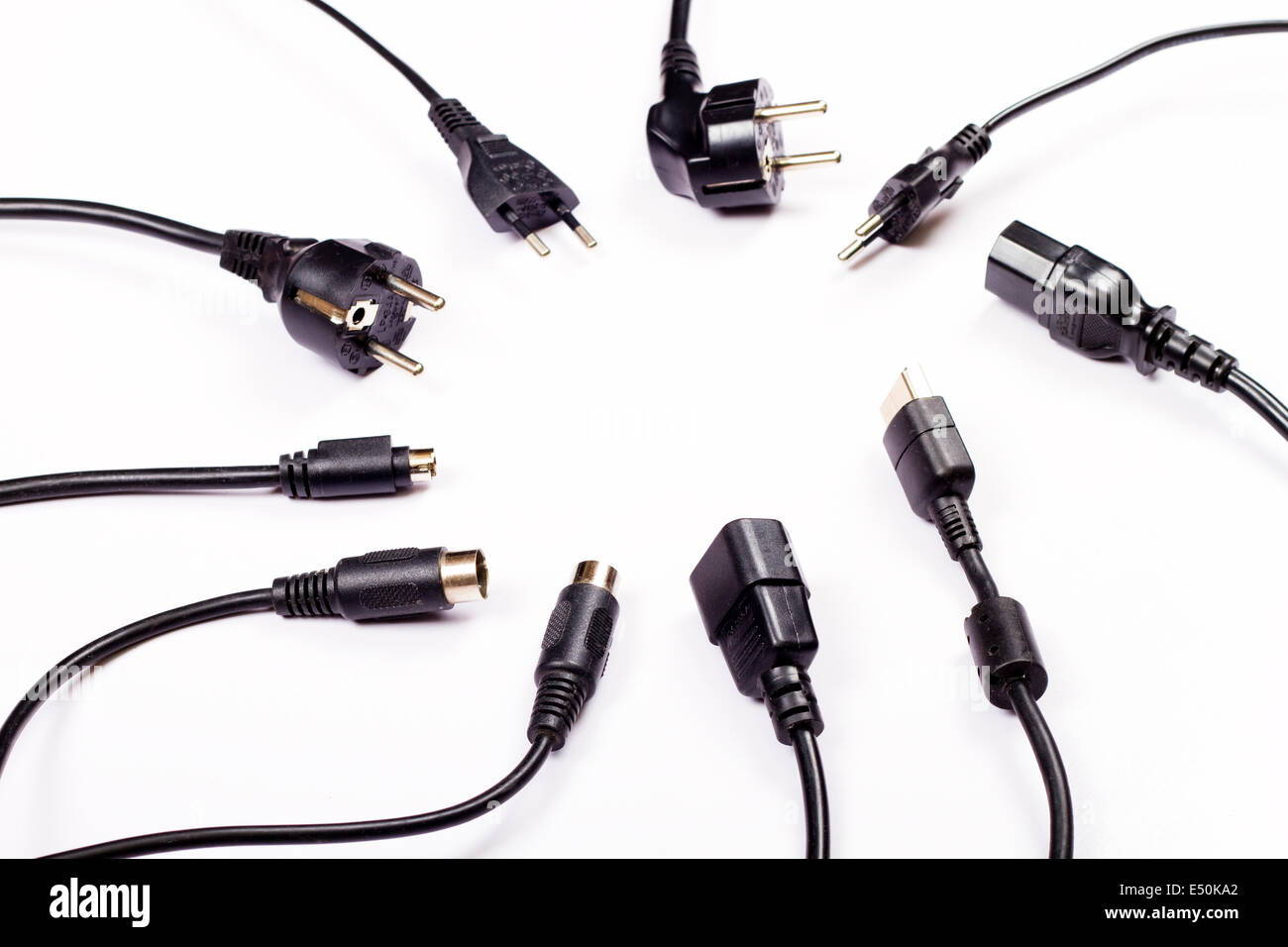Power cord connectors over white background Stock Photo - Alamy