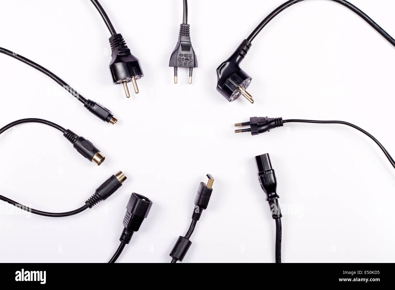 Power cord connectors over white background Stock Photo - Alamy