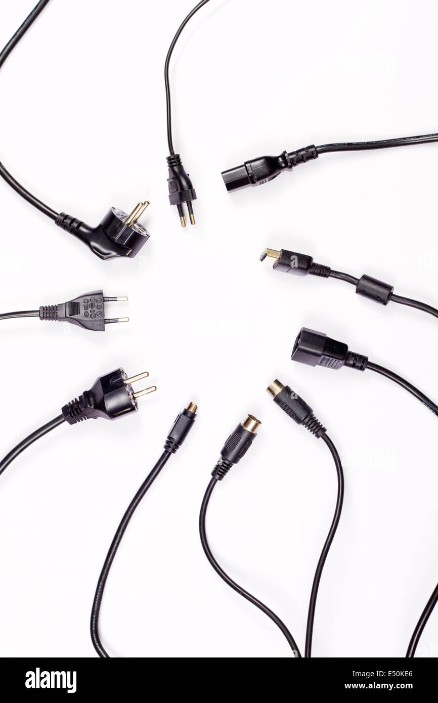 Power cord connectors over white background Stock Photo - Alamy