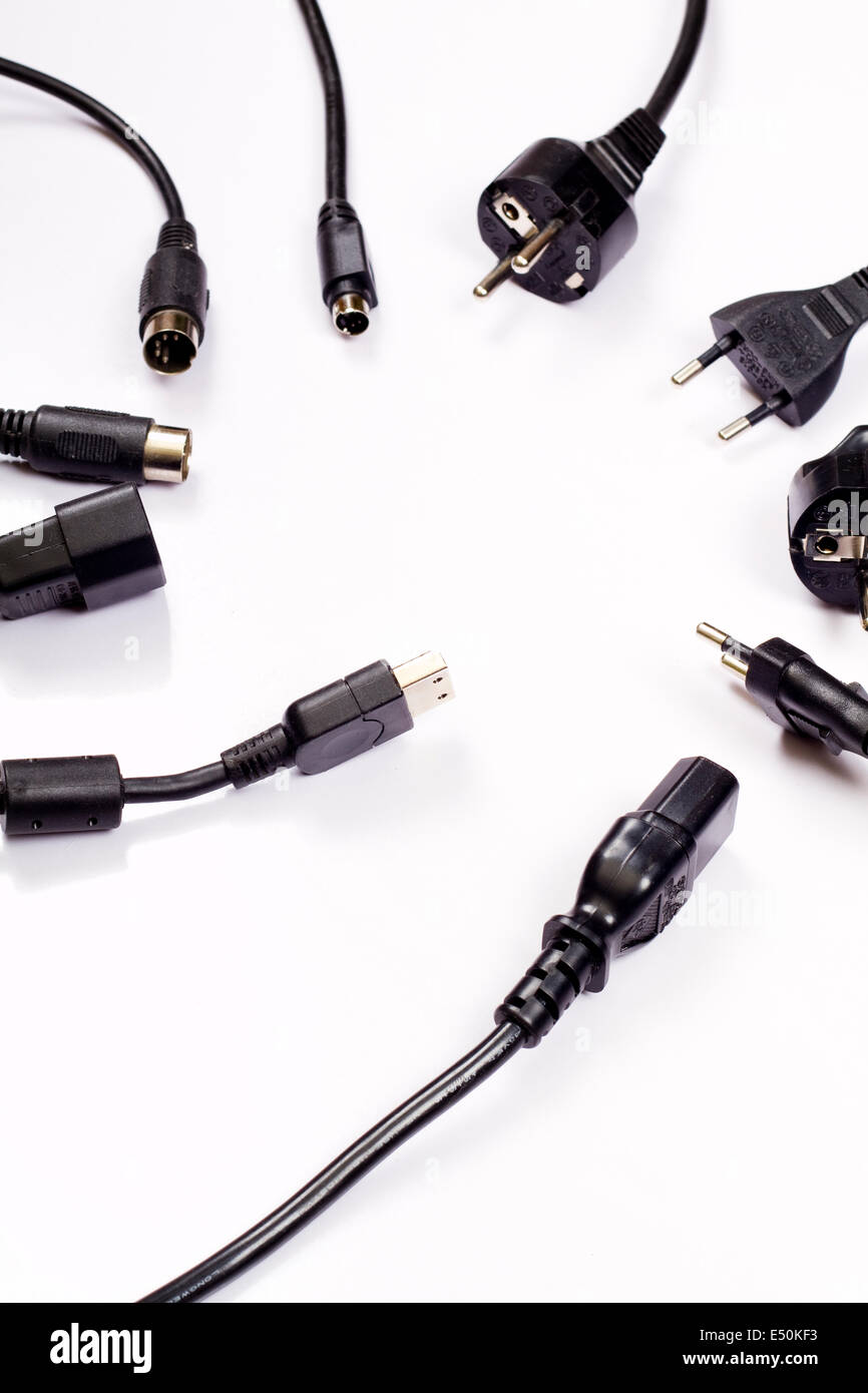 Power cord connectors over white background Stock Photo - Alamy