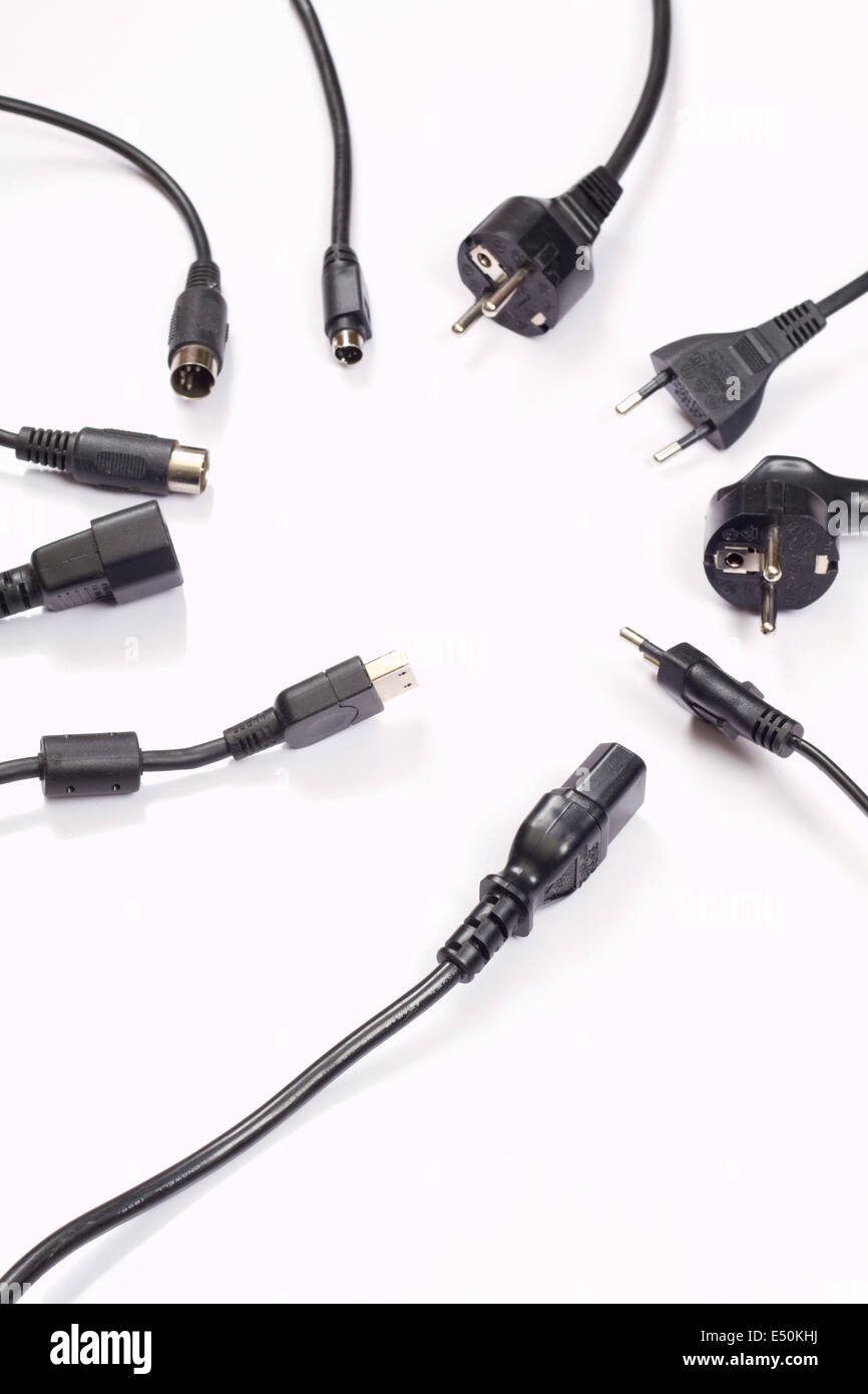 Power cord connectors over white background Stock Photo - Alamy