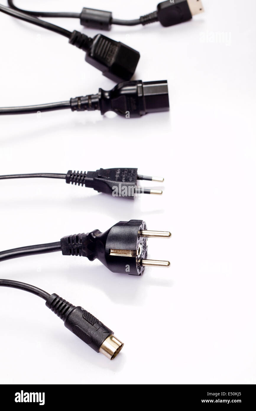 Power cord connectors over white background Stock Photo - Alamy