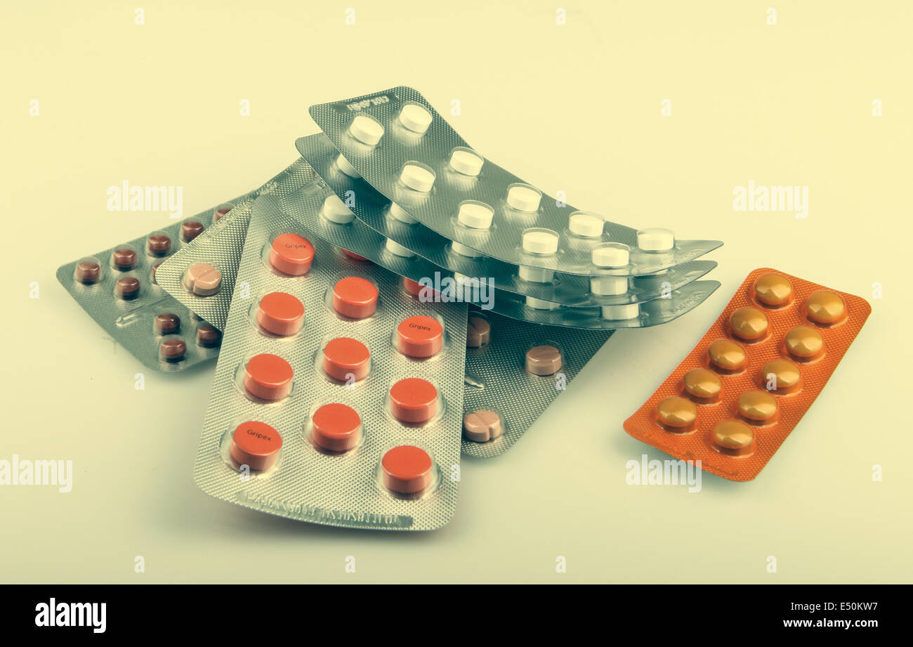 Packs Of Pills Stock Photo - Alamy