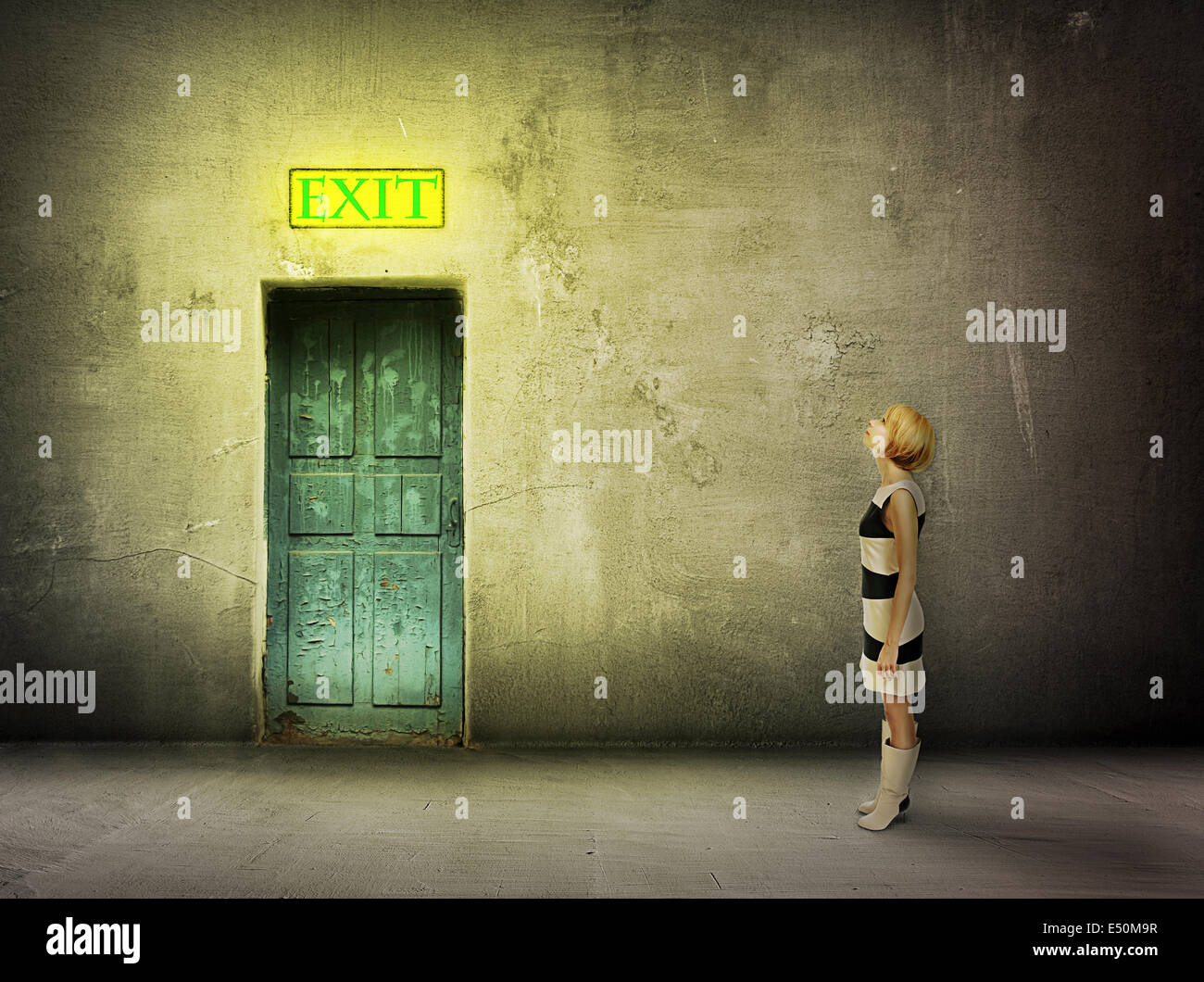 girl door room exit sign Stock Photo - Alamy