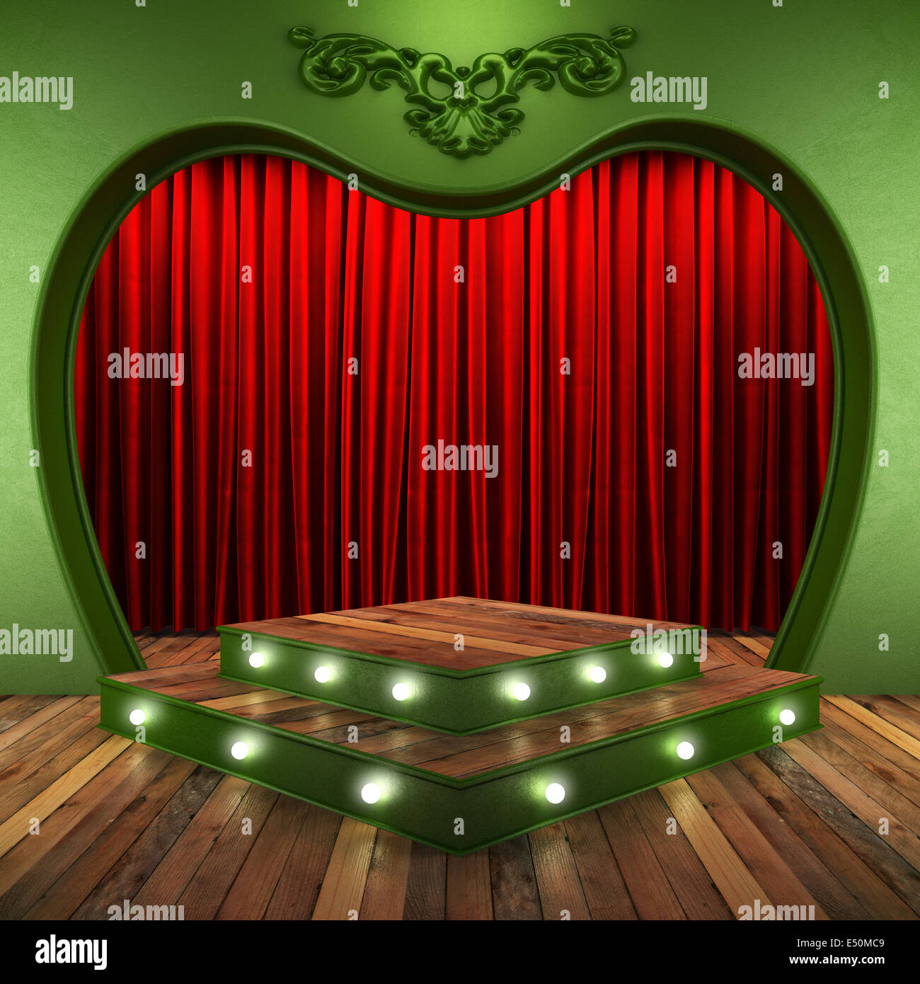 red fabric curtain on stage Stock Photo - Alamy