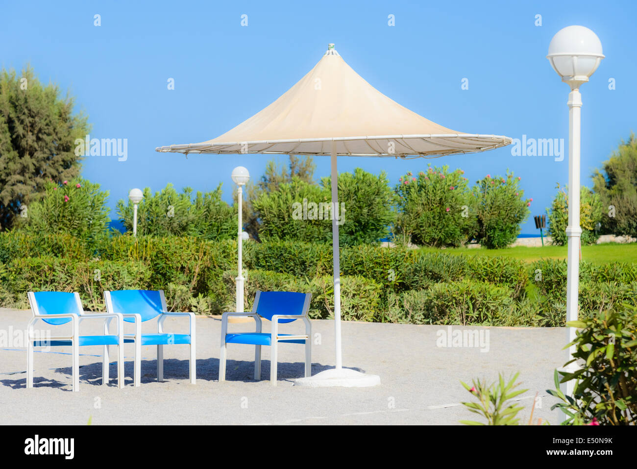 beach umbrellas cyprus Stock Photo - Alamy