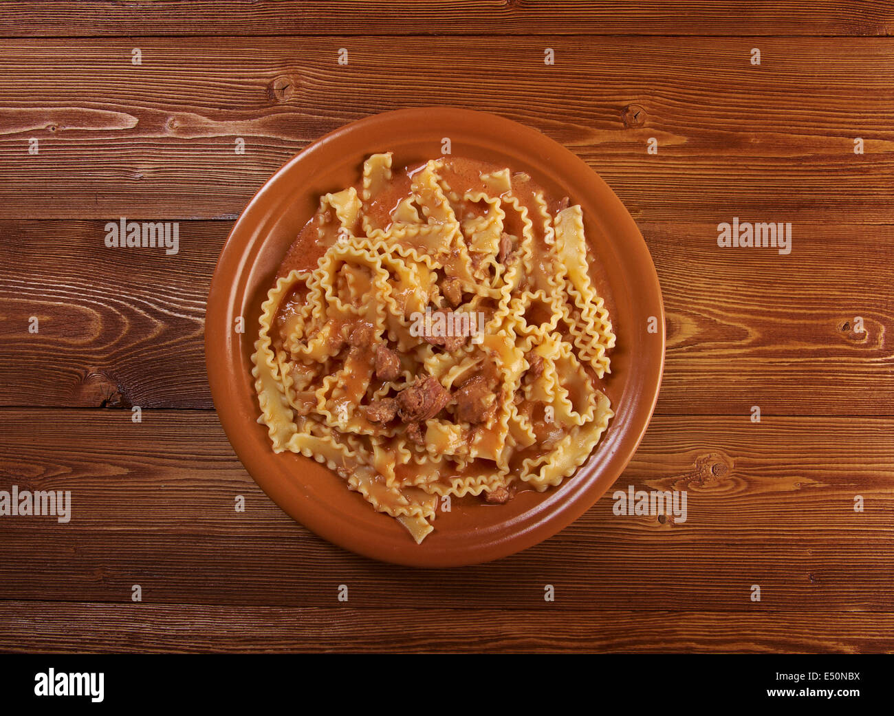 pasta mafalde with beef Stock Photo - Alamy