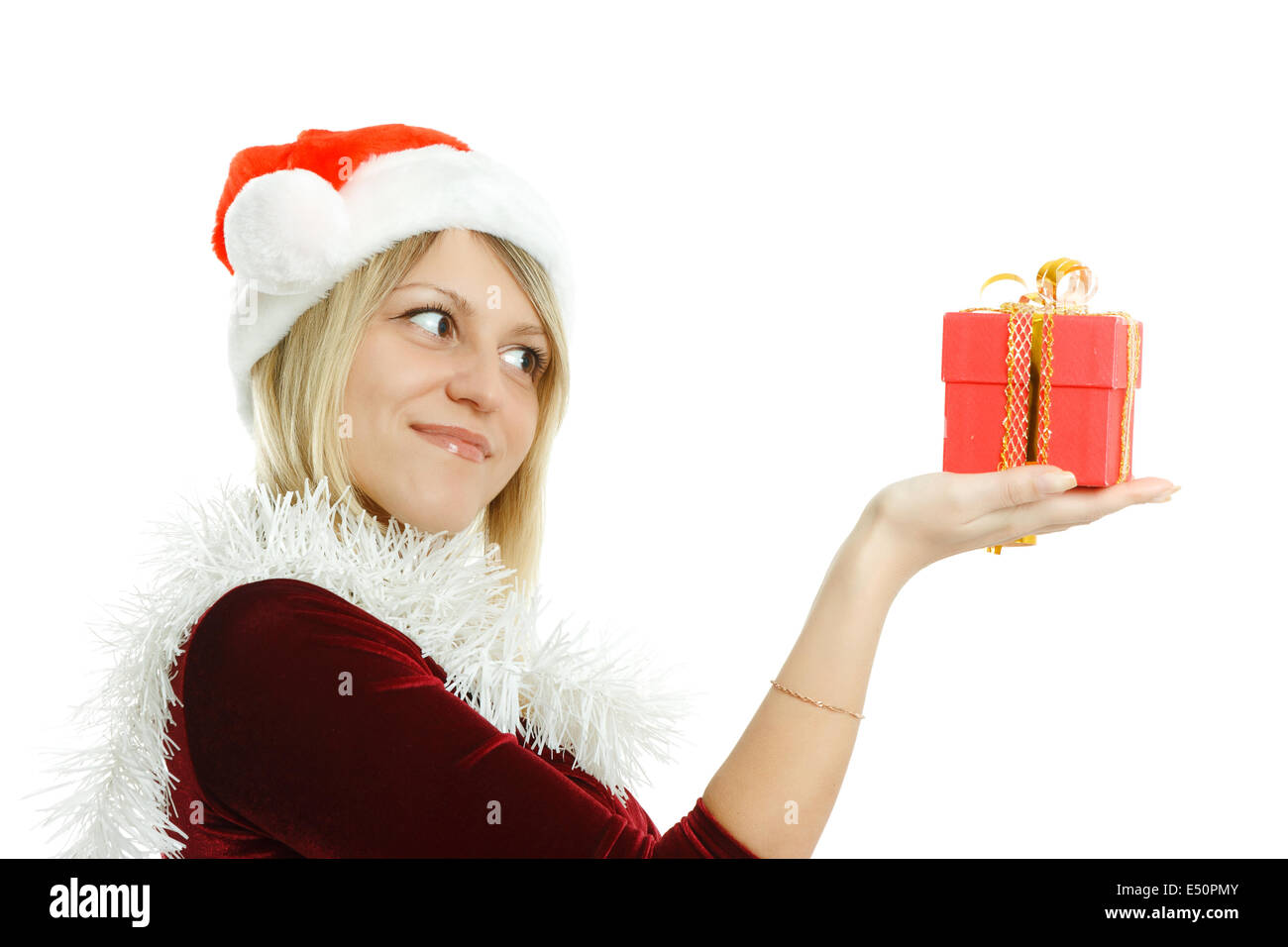 Beautiful girl with a gift Stock Photo - Alamy
