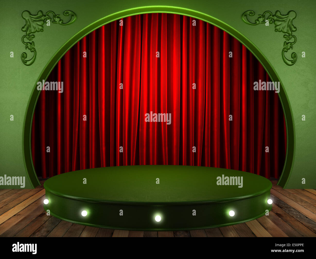 red fabric curtain on stage Stock Photo - Alamy