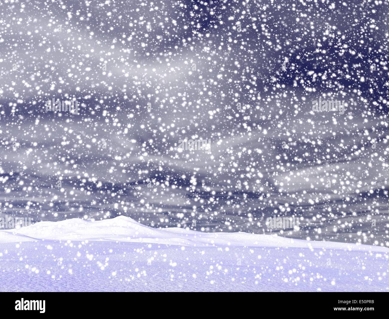 Winter snowing landscape - 3D render Stock Photo - Alamy