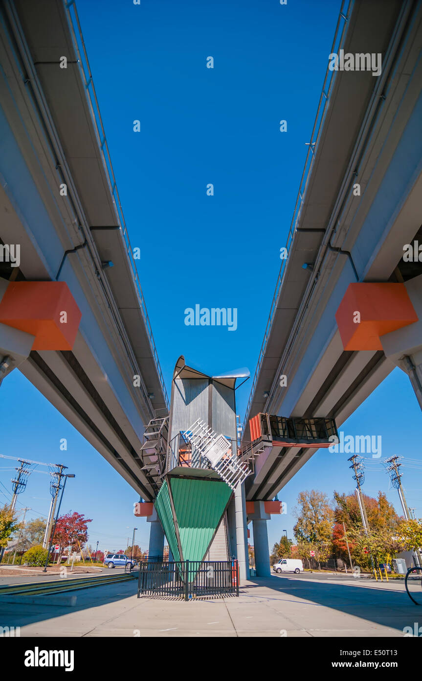 light rail train station in charlotte nc Stock Photo - Alamy