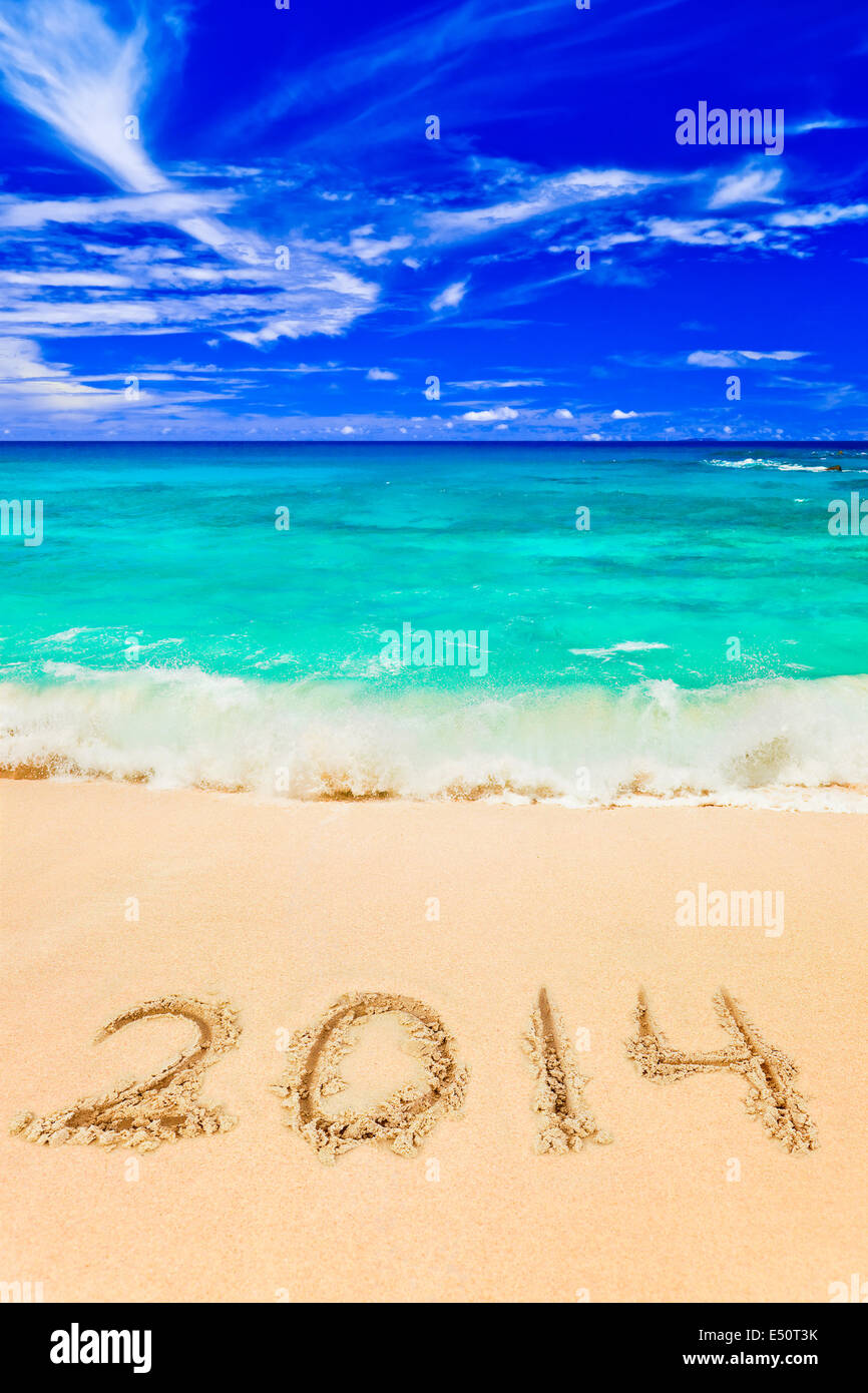 Numbers 2014 on beach Stock Photo - Alamy