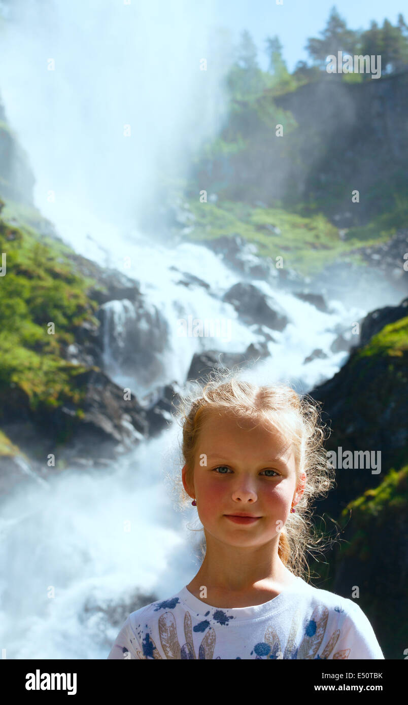 Girl on background waterfall hi-res stock photography and images - Alamy