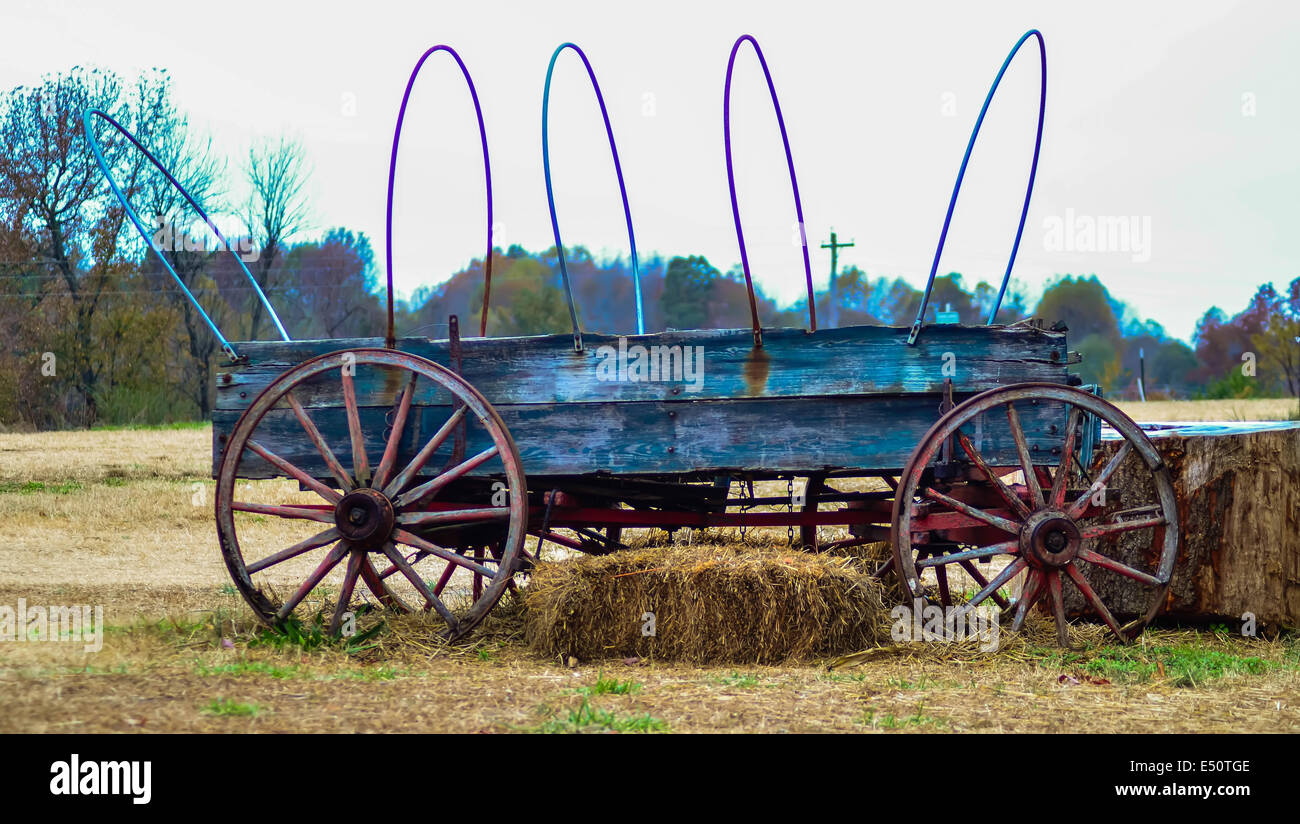 old hay rides trailer Stock Photo - Alamy