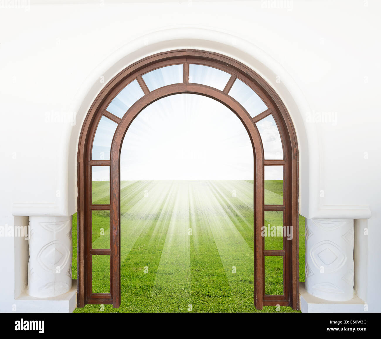 open door and a winter forest Stock Photo - Alamy