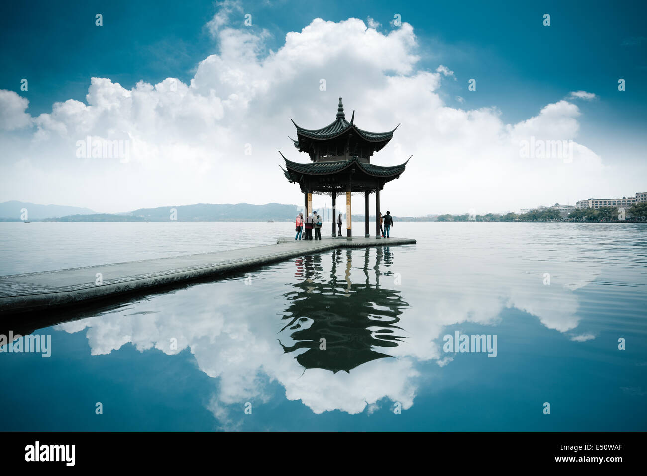 chinese ancient pavilion on the west lake Stock Photo - Alamy