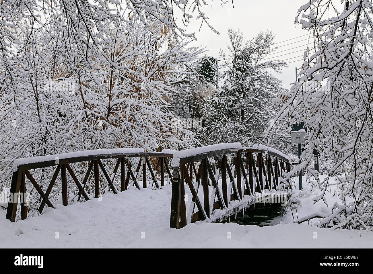Bridge after snowstorm Stock Photo - Alamy