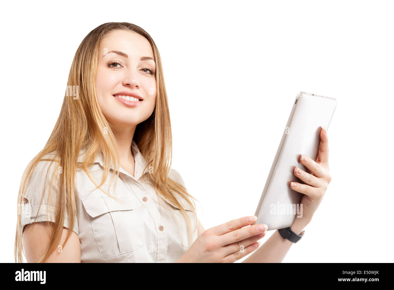 Business woman tablet computer sitting hi-res stock photography and ...