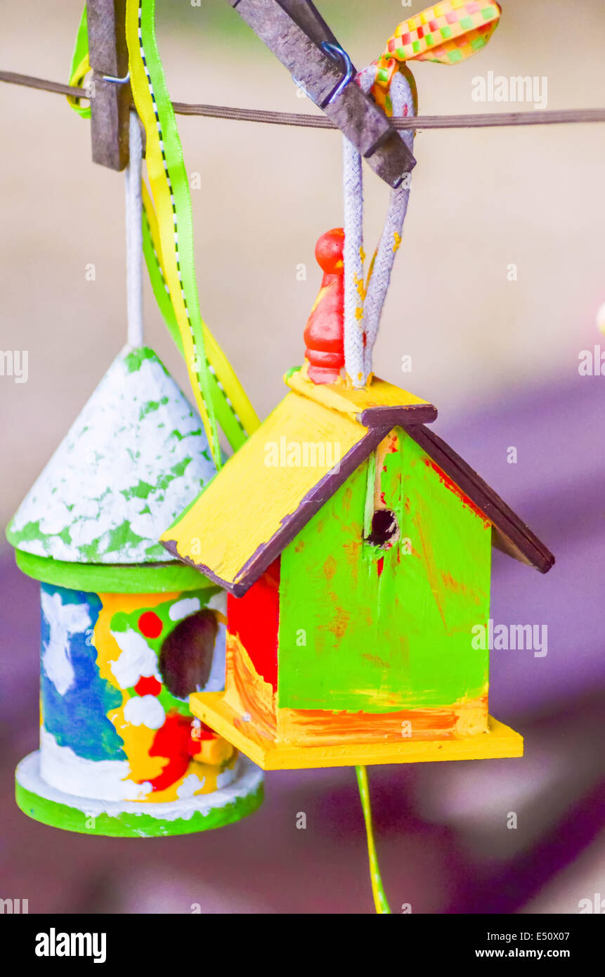 little colorful bird houses Stock Photo - Alamy