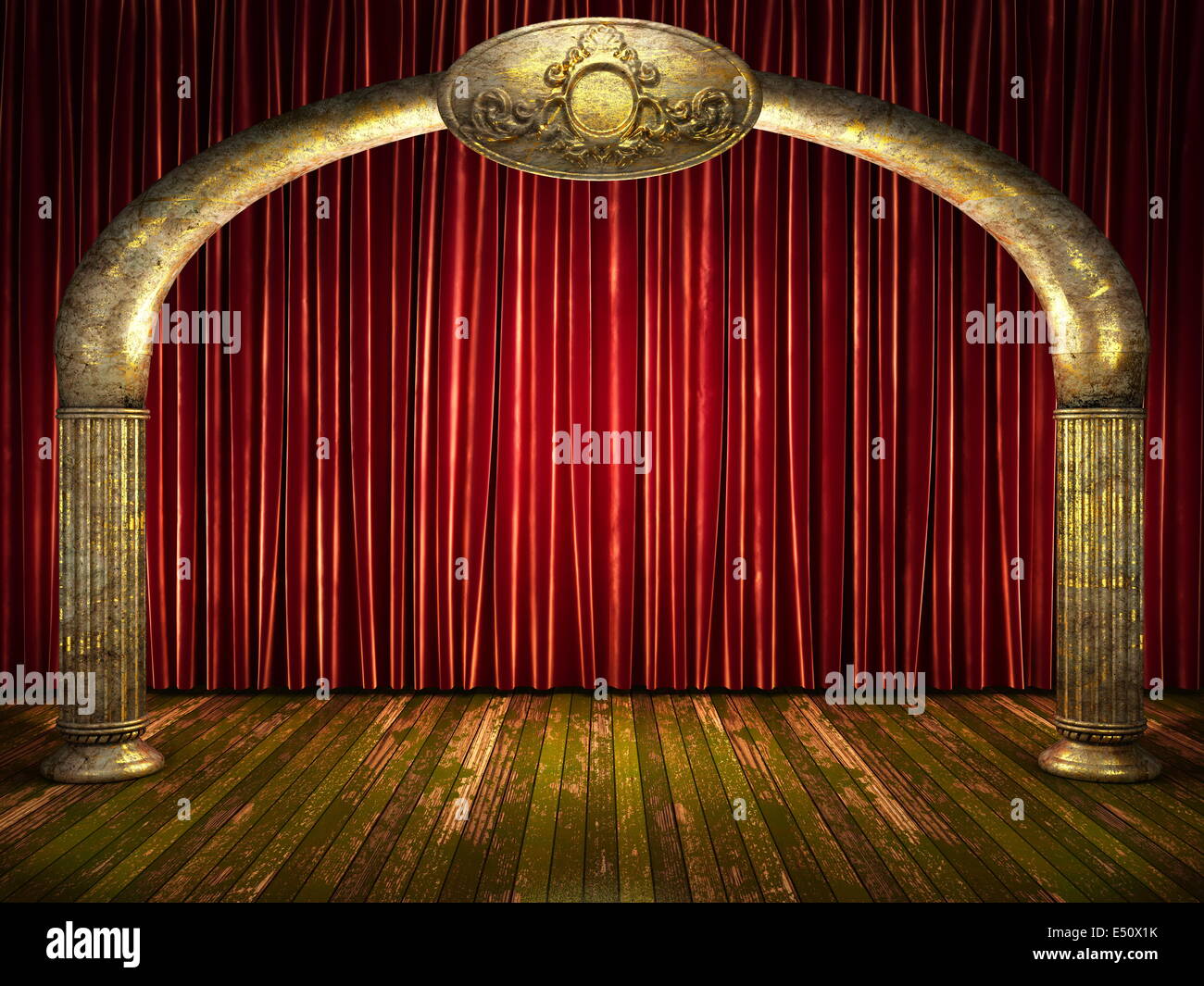 red fabric curtain on stage Stock Photo - Alamy