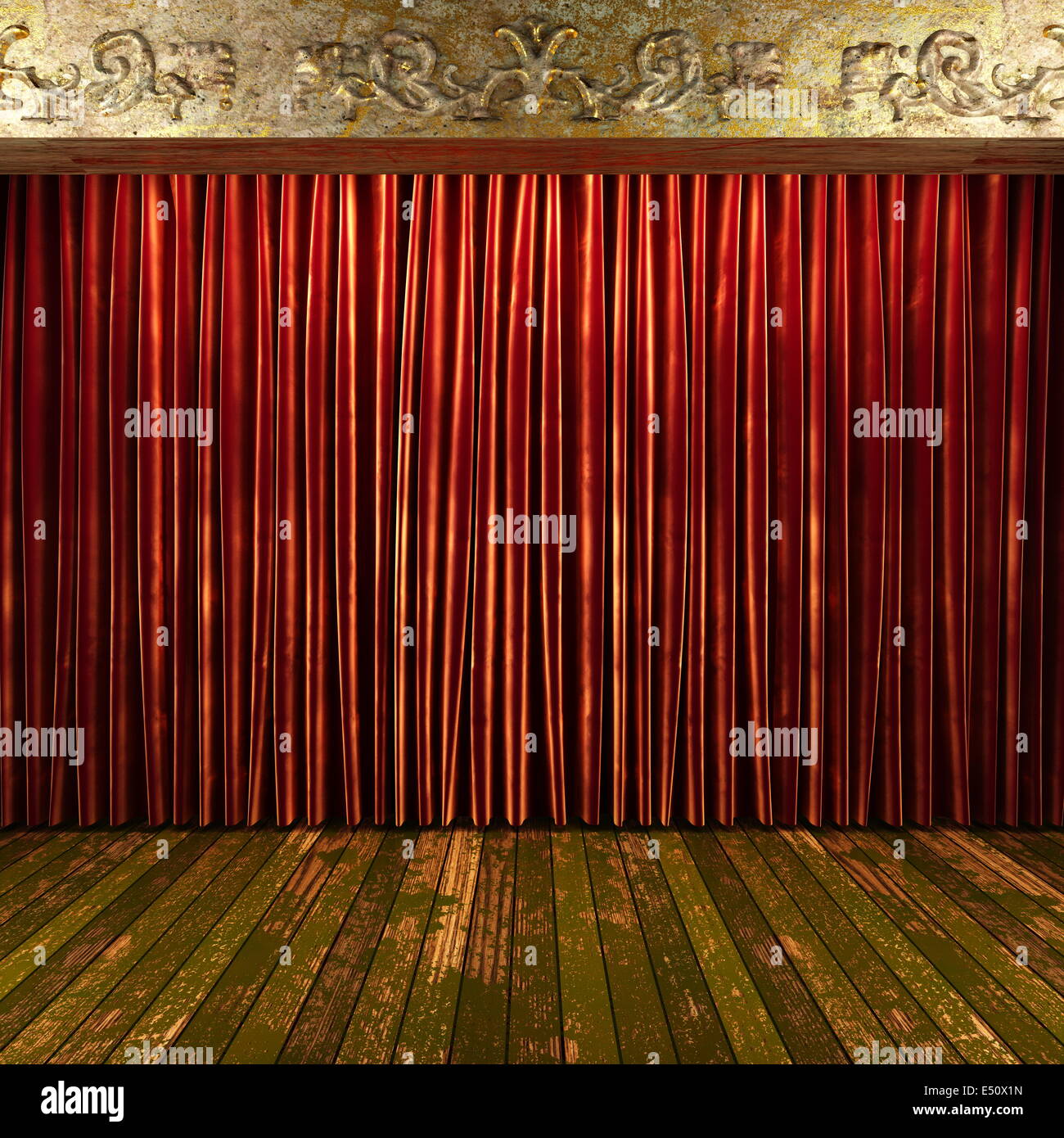 red fabric curtain on stage Stock Photo - Alamy