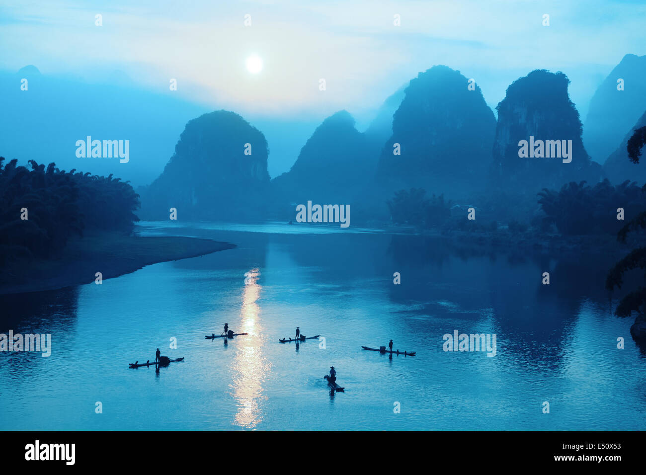 yangshuo scenery in sunrise Stock Photo - Alamy