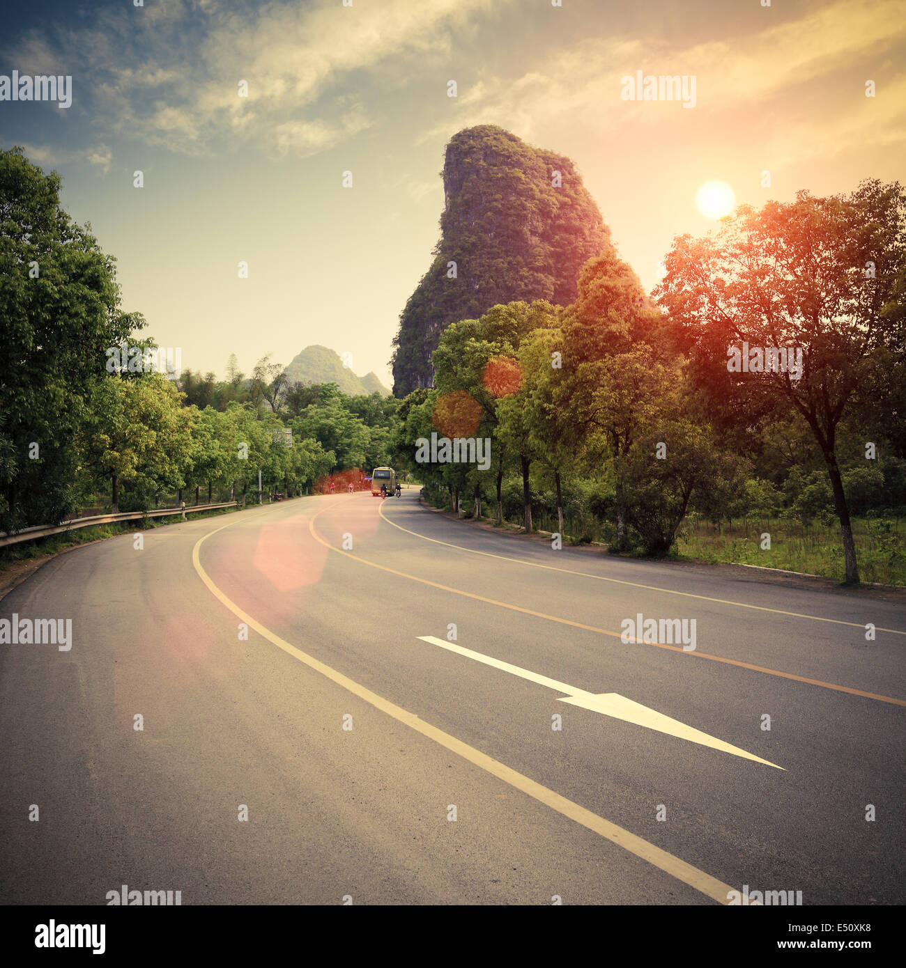 highway in sunset Stock Photo - Alamy