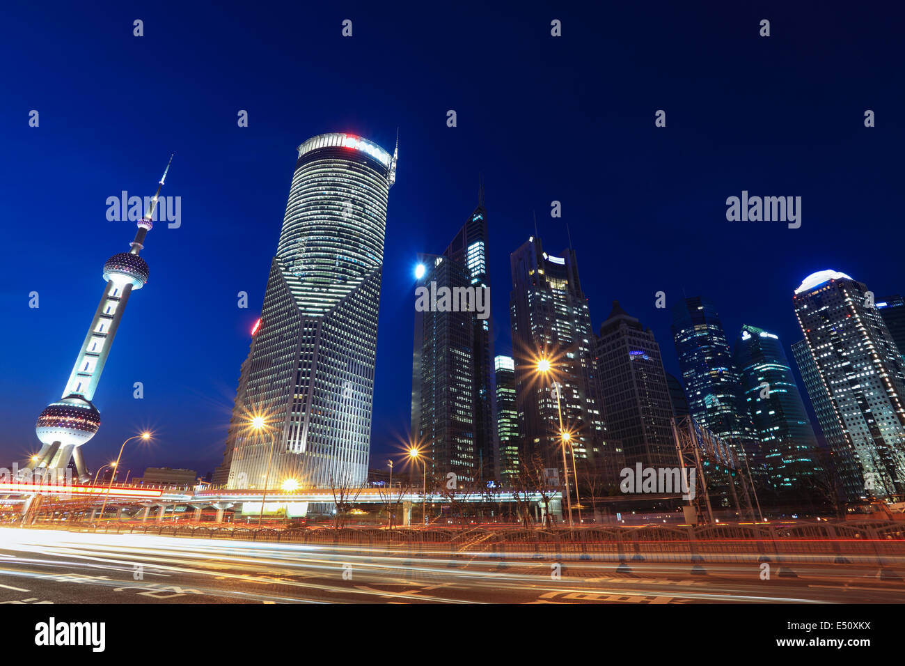shanghai at night with light trails Stock Photo - Alamy