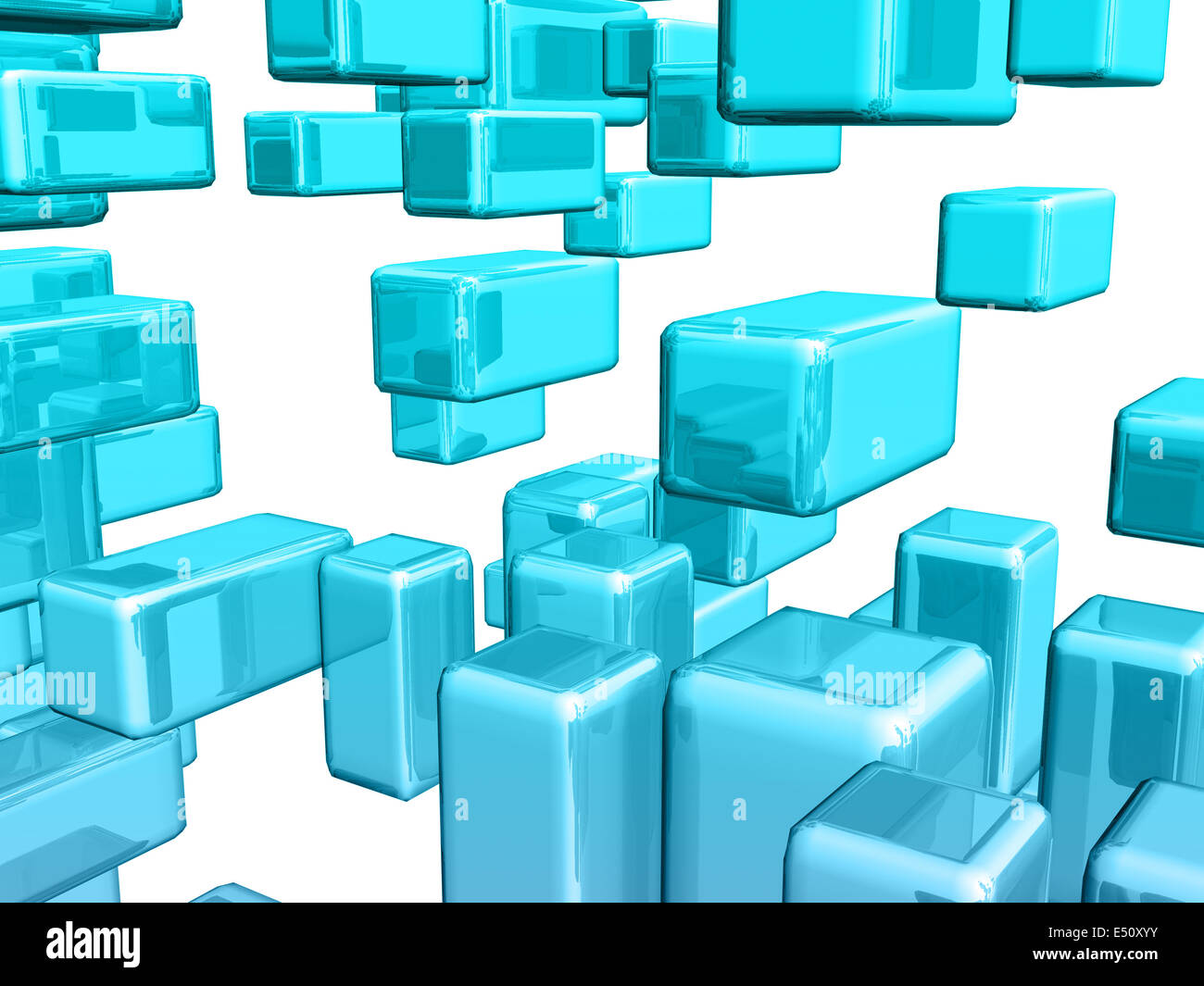 Blue dimensional shapes with highlights and reflections Stock Photo - Alamy