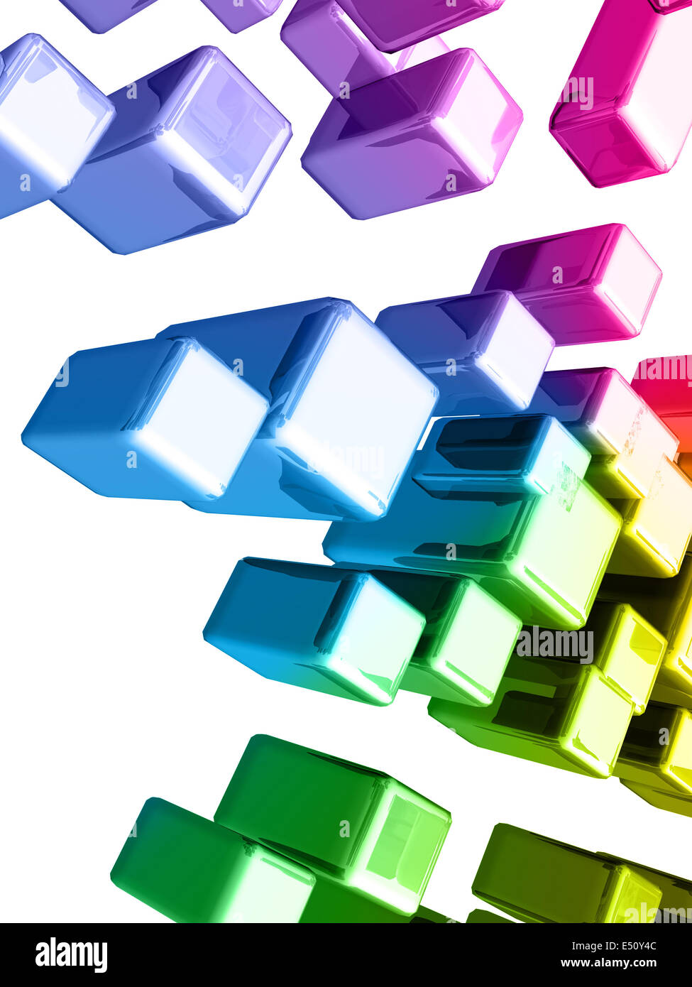 Rainbow dimensional shapes with highlights and reflections Stock Photo ...